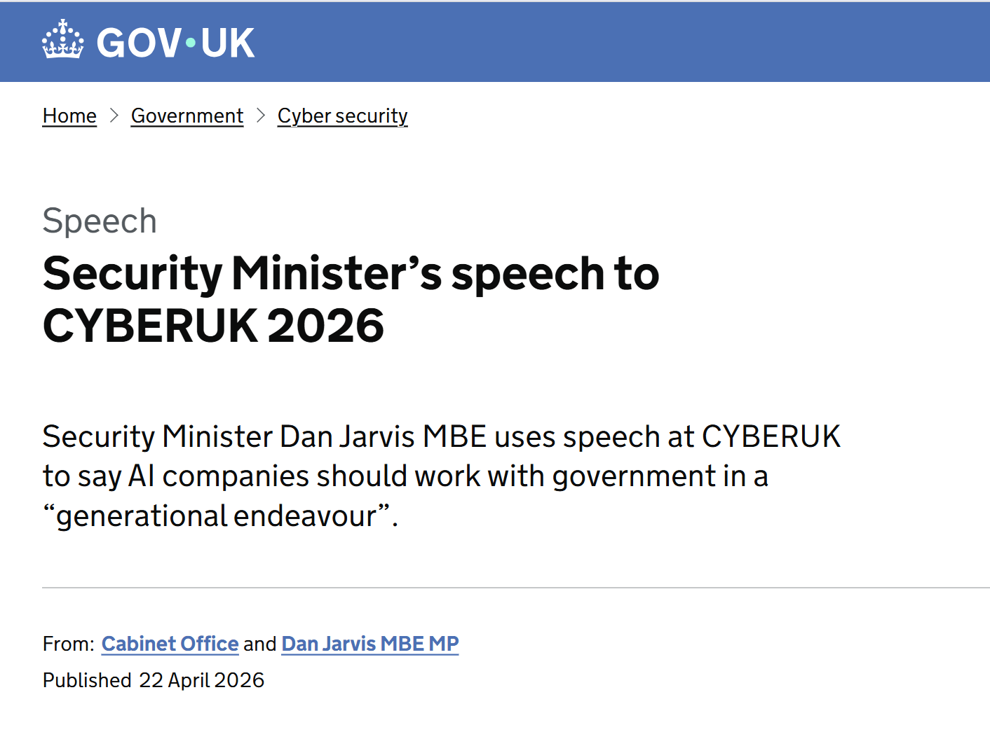 CYBERUK 2026: From Policy Ecosystem to Operational Doctrine - Horkan